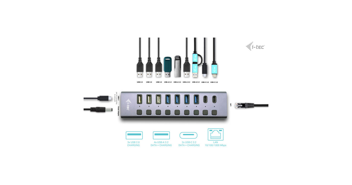 i-tec USB 3.0/USB-C 9 Port Charging HUB, USB-Hub