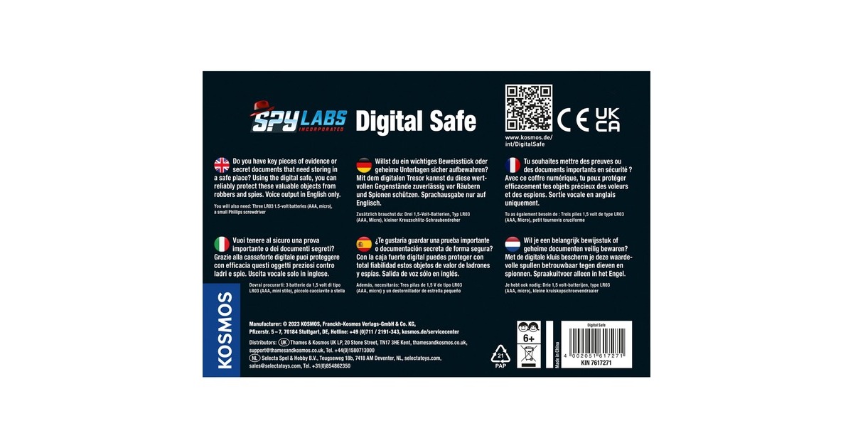 Kosmos Spy Labs Incorporated Digital Safe, Detektiv-Sets mehrsprachige ...
