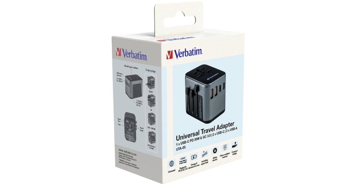 Verbatim Universal-Reiseadapter UTA-03, Reisestecker schwarz/silber, 2x ...