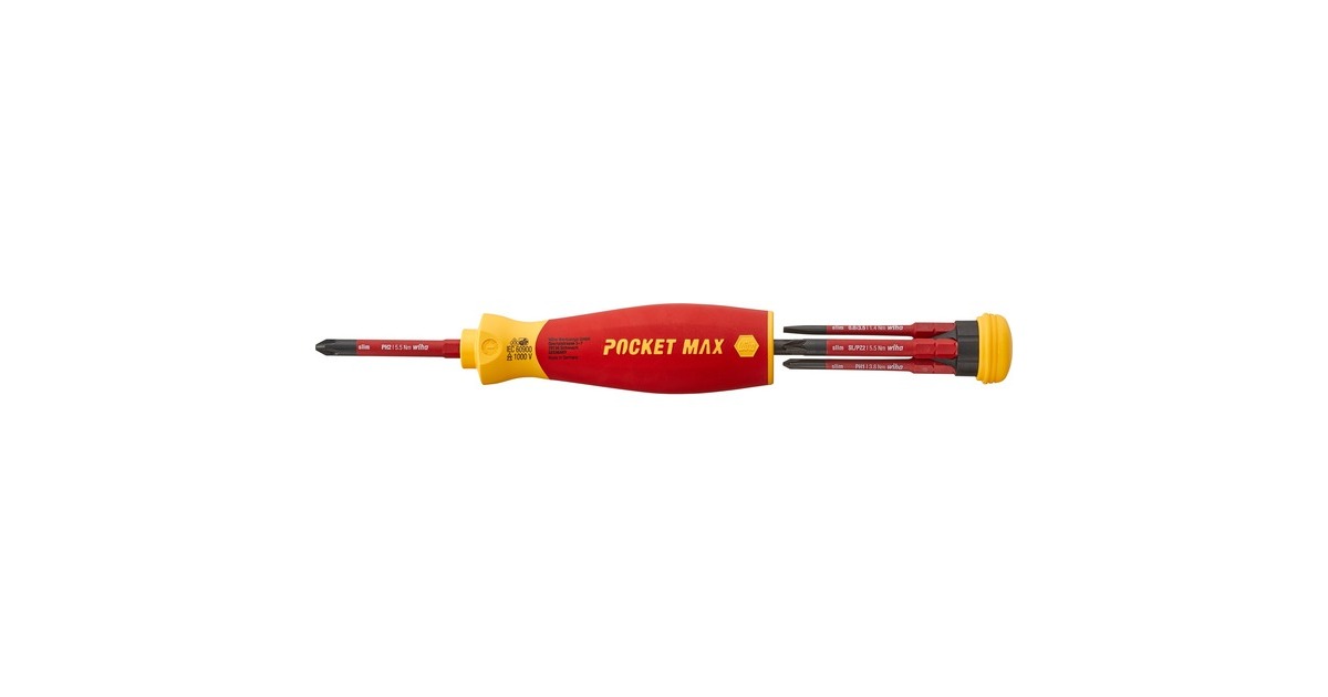 Wiha Schraubendreher mit Bitmagazin PocketMax electric rot/gelb, 5-teilig