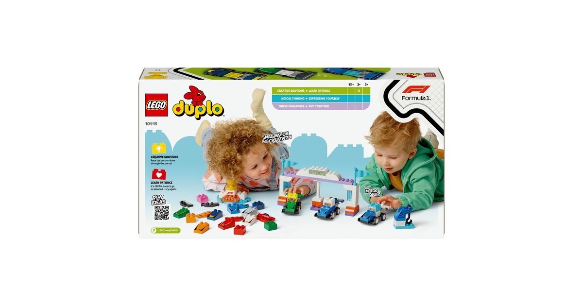 LEGO 10445 DUPLO F1 Team Rennautos mit Rennfahrern, Konstruktionsspielzeug