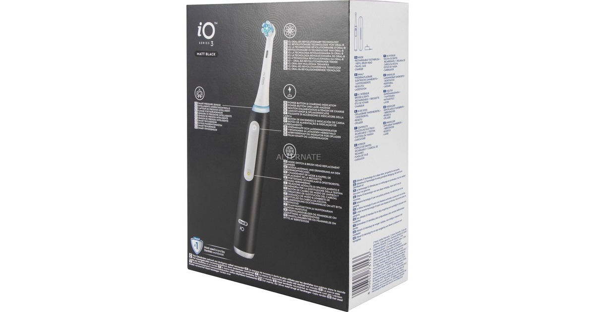 Oral-B Oral-B iO Series 3 Matt Black mit Reiseetui, Elektrische Zahnbürste schwarz, Matt Black