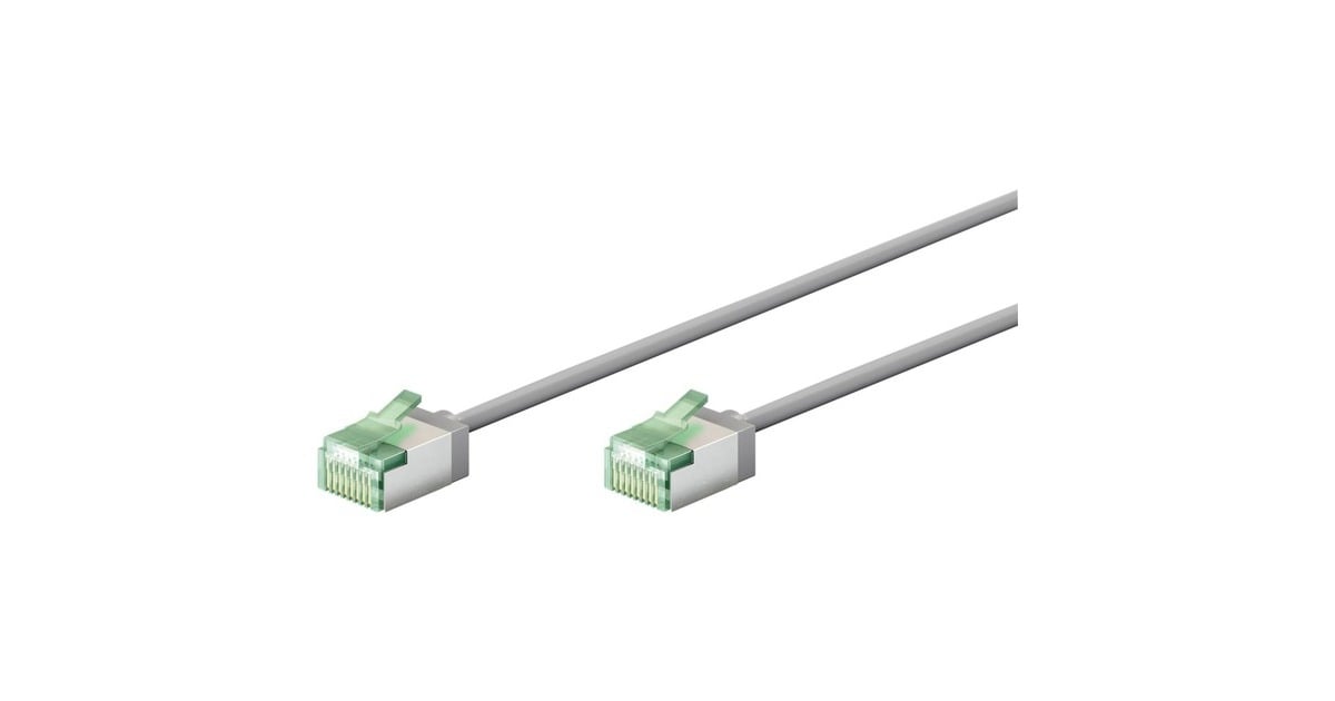 goobay Ultraflexibles Cat.8.1 Patchkabel slim, U/FTP grau, 2 Meter, extrakurze Stecker