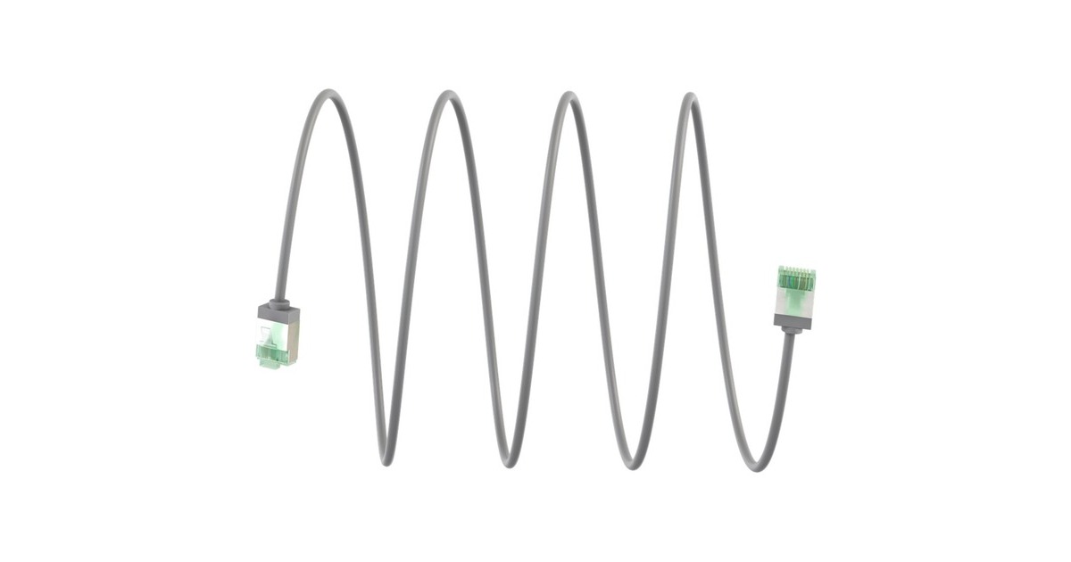 goobay Ultraflexibles Cat.8.1 Patchkabel slim, U/FTP grau, 2 Meter, extrakurze Stecker