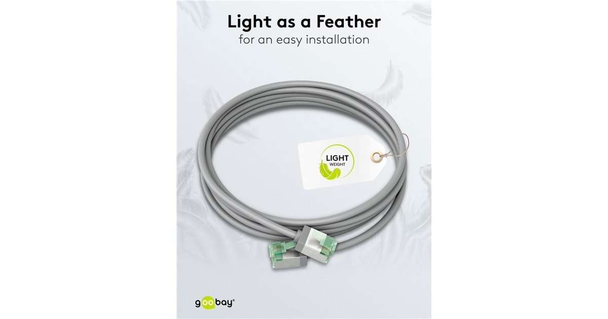goobay Ultraflexibles Cat.8.1 Patchkabel slim, U/FTP grau, 2 Meter, extrakurze Stecker
