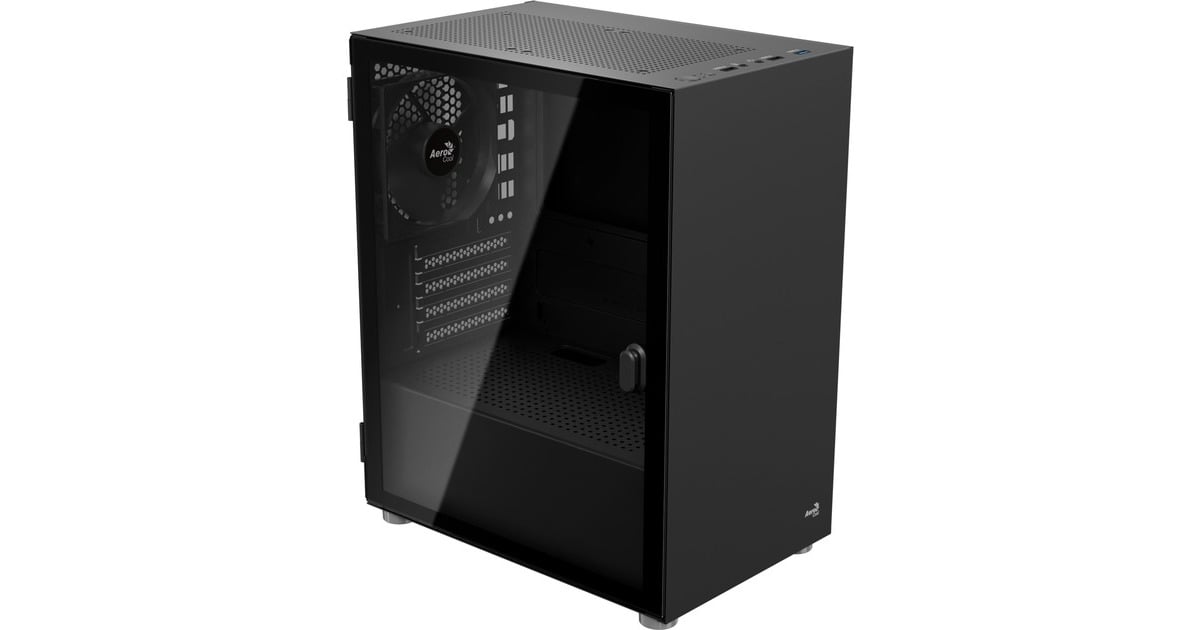 Aerocool CS-111-G-BK-v1, Tower-Gehäuse schwarz, Tempered Glass