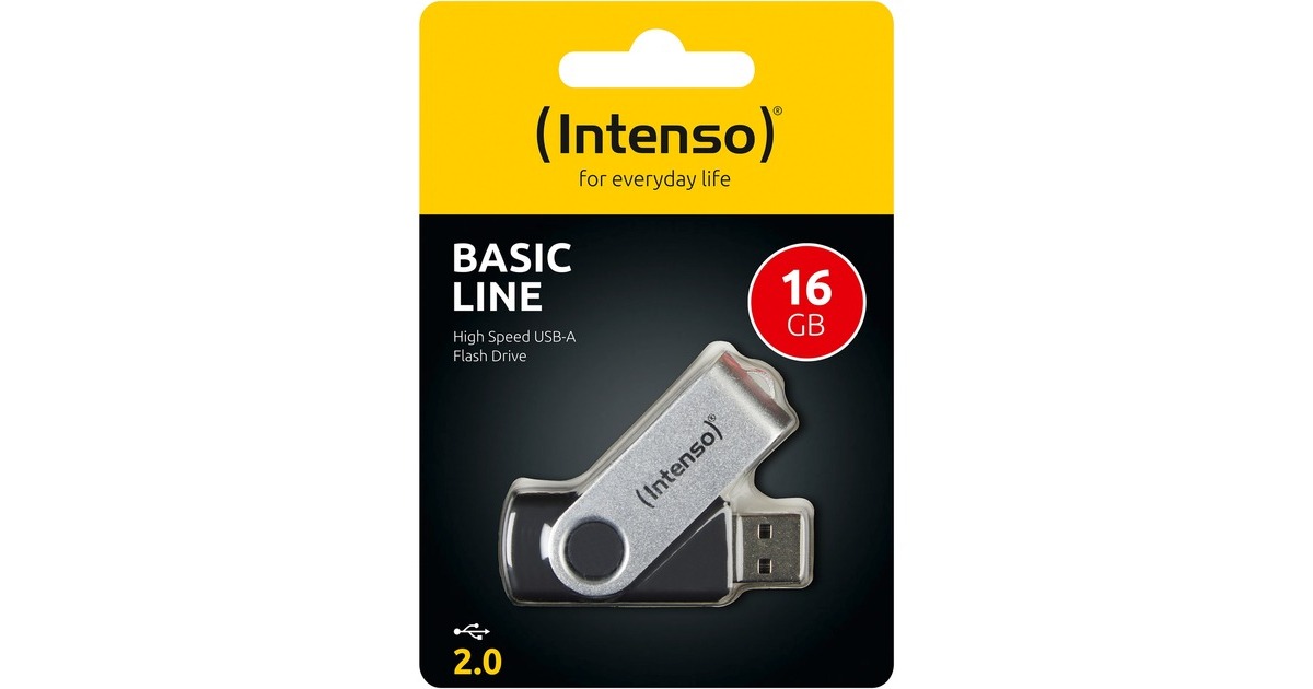Intenso Basic Line 16 GB, USB-Stick schwarz/silber