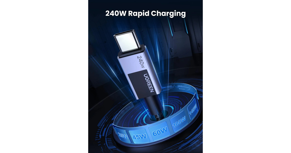 UGREEN L513 USB-C auf USB-C Lade- und Datenkabel schwarz/grau