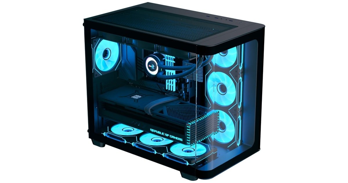 Aerocool P500C-G-BK-v1, Tower-Gehäuse schwarz, Tempered Glass x 3 Outlet