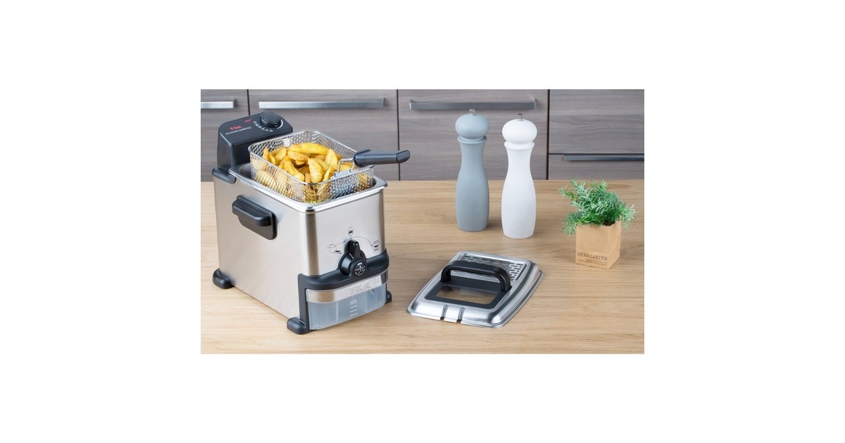 Tefal Fritteuse Oleoclean Compact FR7016 edelstahl/schwarz, 1.500 Watt ...