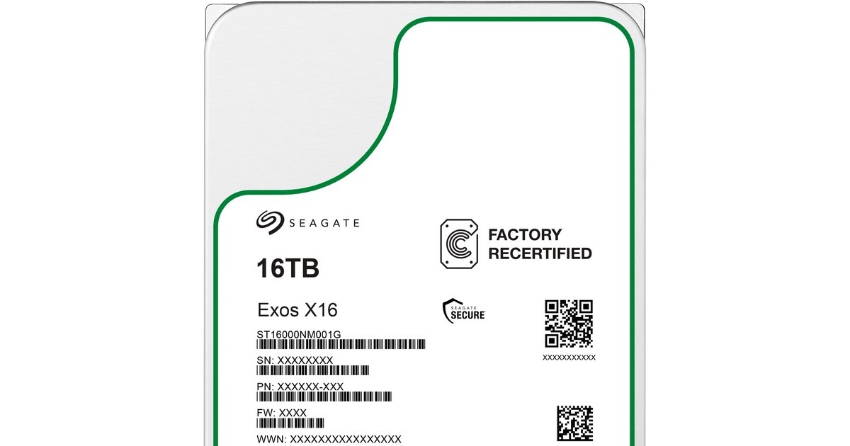 Seagate Exos X16 16 TB Generalüberholt, Festplatte SATA 6 Gb/s, 3,5"