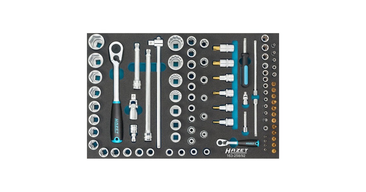 Hazet Steckschlüssel-Satz 163-258/92, 1/4" und 1/2", Werkzeug-Set 92-teilig