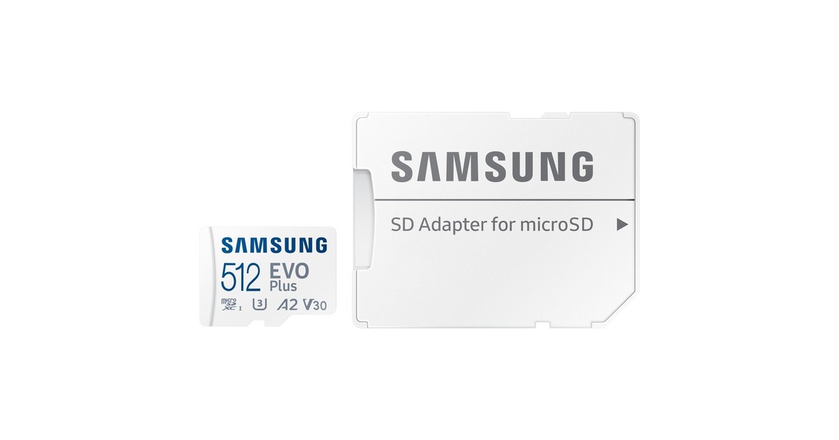 SAMSUNG EVO Plus 512 GB microSDXC (2021), Speicherkarte weiß, UHS-I U3 ...