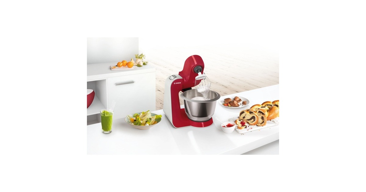 Bosch Home MUM58720 Küchenmaschine rot/silber, 1.000 Watt, Serie 4