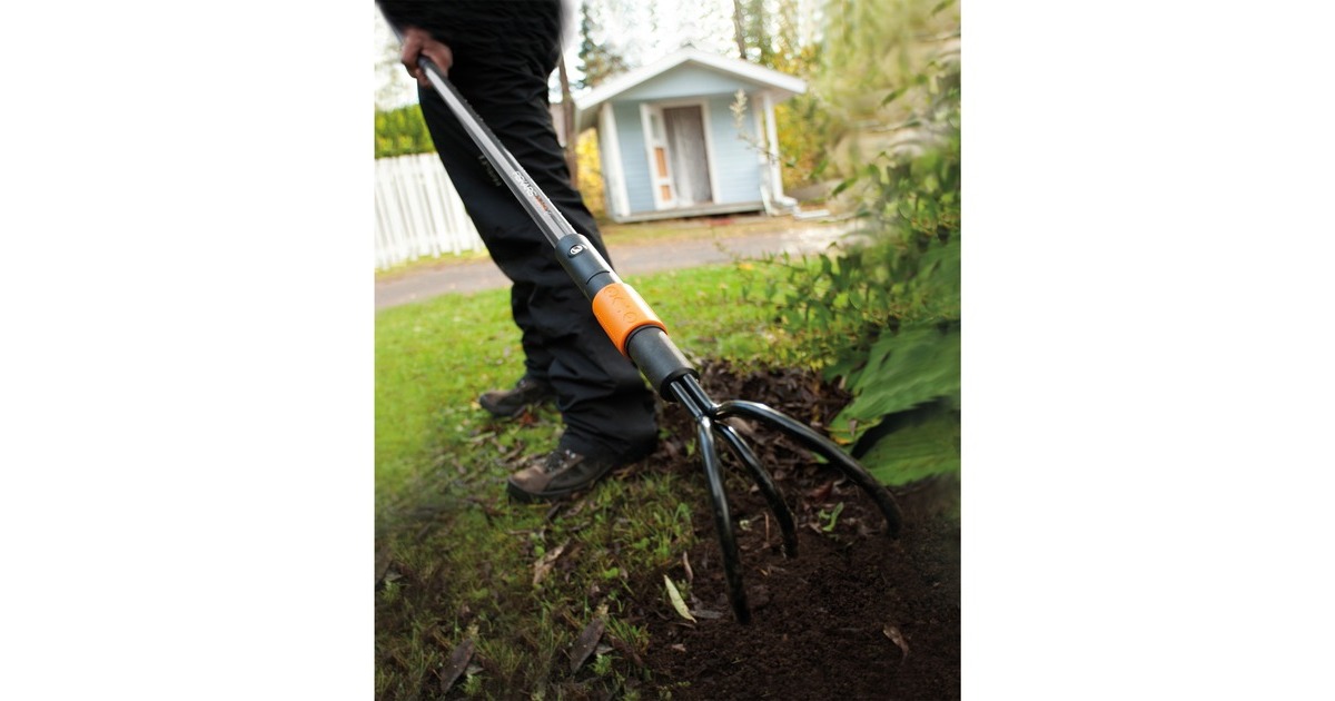 Fiskars QuikFit Grubber, Handgrubber schwarz/orange, 9cm