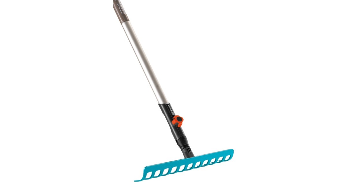 GARDENA combisystem-Rechen Sortiment türkis/holz, 30cm, mit Stiel