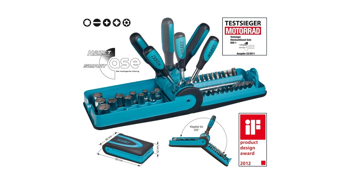 Hazet Steckschlüssel Satz 856-1, 1/4", Werkzeug-Set im ergonomischen SmartCase