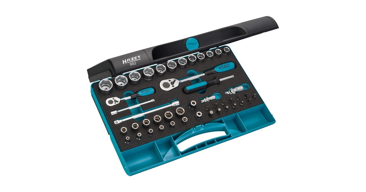 Hazet Steckschlüssel-Satz, 1/4" und 3/8", 46-teilig, Werkzeug-Set mit 2 Umschaltknarren und ...