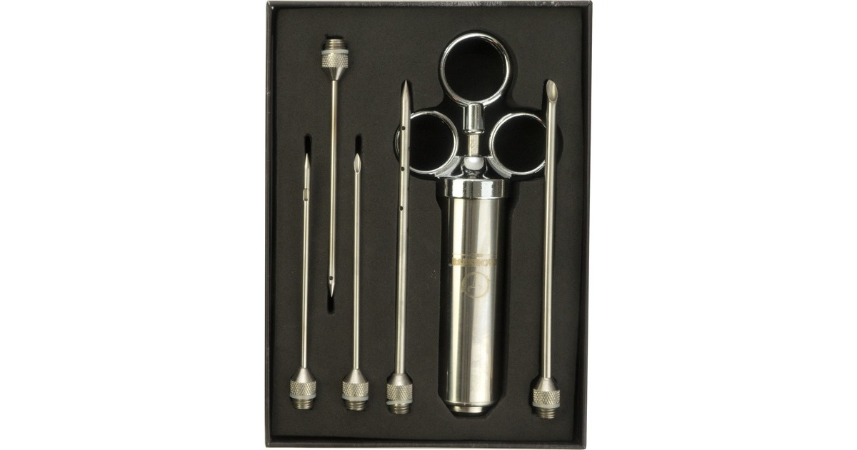 Moesta BBQ-Spritze No.1, Edelstahl-Bratenspritze edelstahl, mit 5 Nadeln