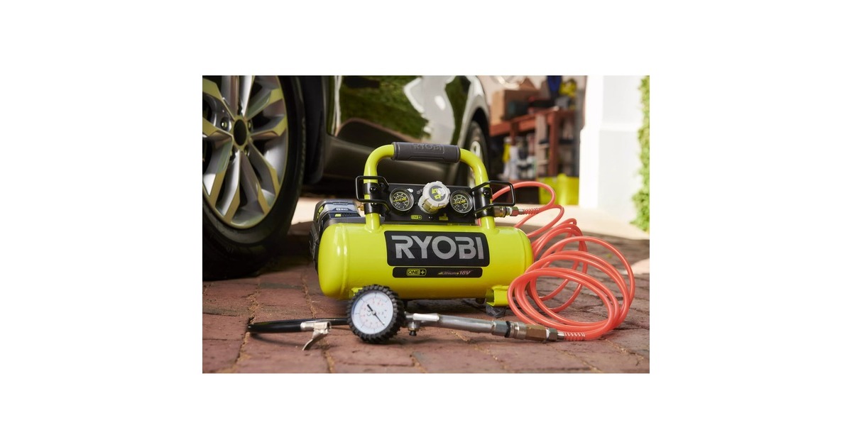 Ryobi ONE+ Akku-Kompressor R18AC-0, 18Volt grün/schwarz, ohne Akku und ...