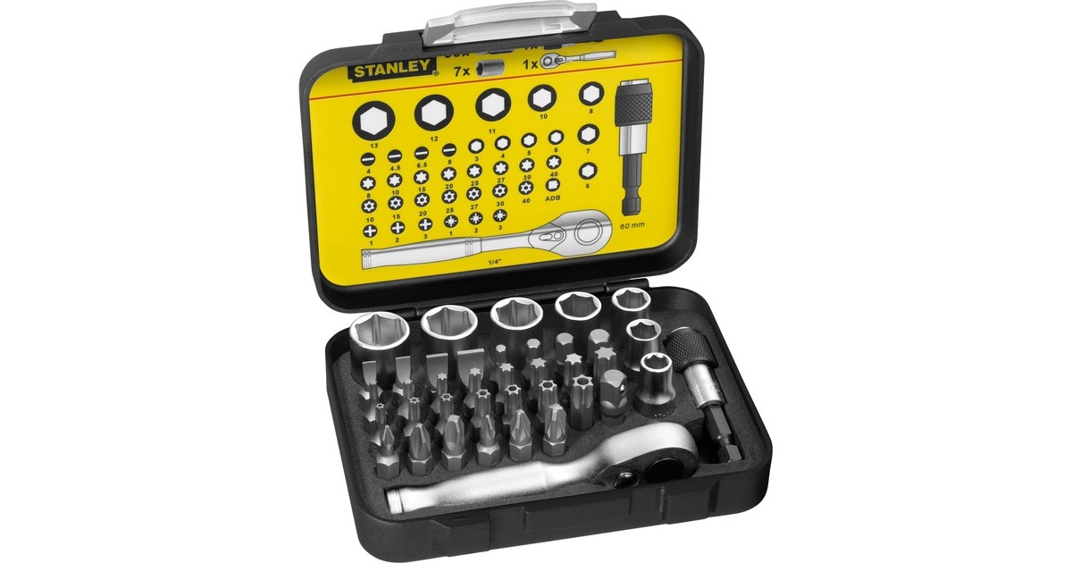 Stanley Bit-Satz 1/4", 39-teilig schwarz, mit Umschaltknarre