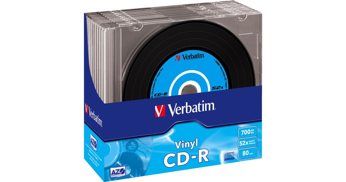 Verbatim CD-R 700 MB Vinyl, CD-Rohlinge 52fach, 10 Stück