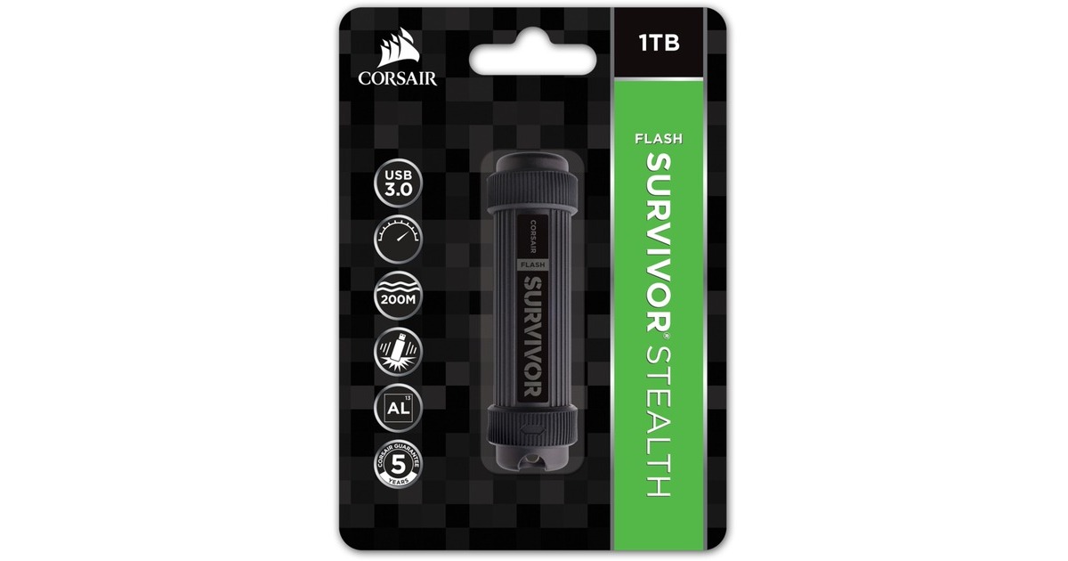 Corsair Flash Survivor Stealth 1 TB, USB-Stick schwarz, USB-A 3.2 Gen 1