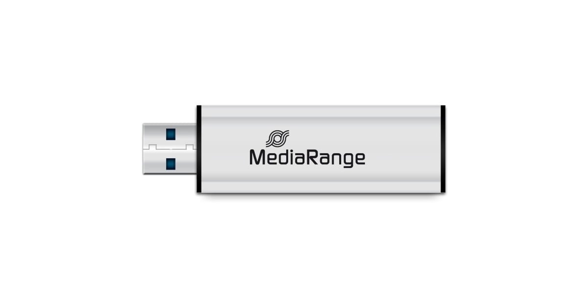 MediaRange 16 GB, USB-Stick silber/schwarz, USB-A 3.2 Gen 1