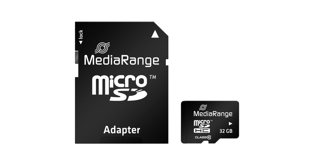 MediaRange 32 GB microSDHC, Speicherkarte schwarz, Class 10