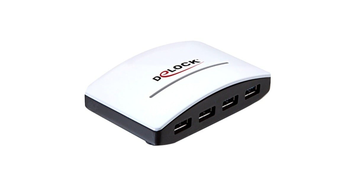 DeLOCK USB 3.0 externer HUB 4 Port, USB-Hub weiß/schwarz, Retail