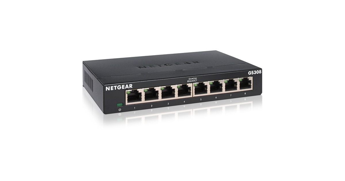 Netgear GS308-300PES, Switch schwarz