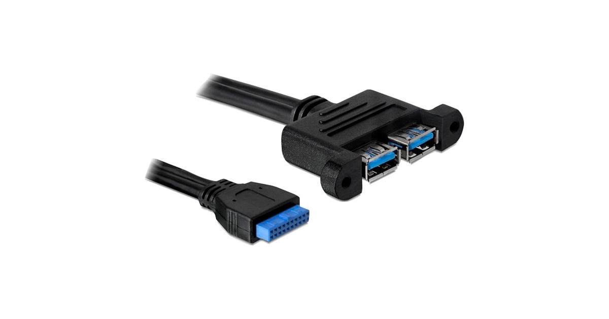 DeLOCK USB 3.2 Gen 1 Kabel, Pin Header 19 Pin Buchse > 2x USB-A Buchse ...