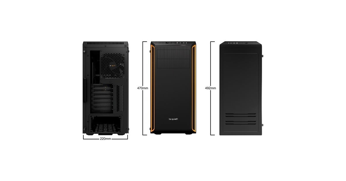 be quiet! PURE BASE 600 Window, Tower-Gehäuse schwarz/orange, Window-Kit