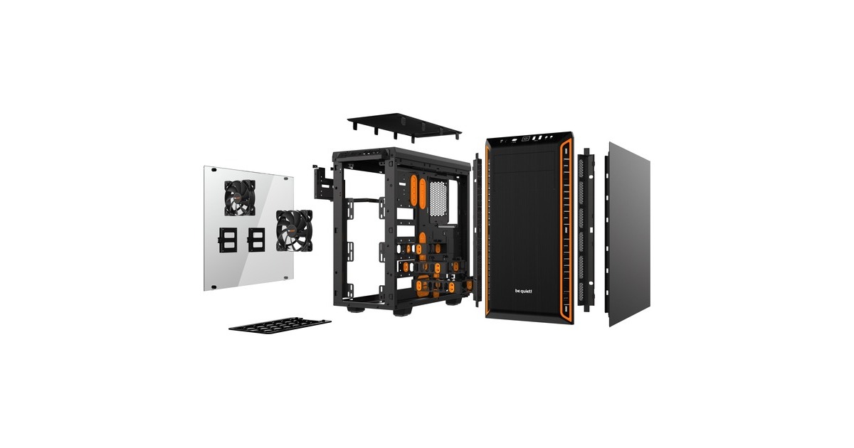 be quiet! PURE BASE 600 Window, Tower-Gehäuse schwarz/orange, Window-Kit