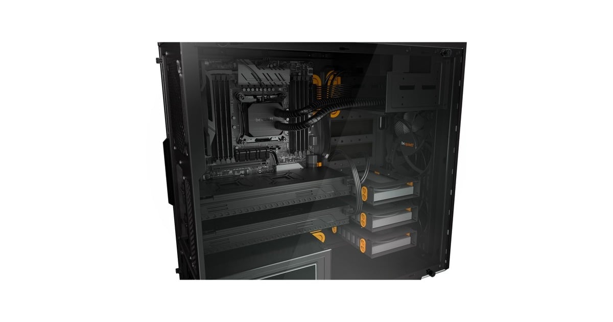 be quiet! PURE BASE 600 Window, Tower-Gehäuse schwarz/orange, Window-Kit