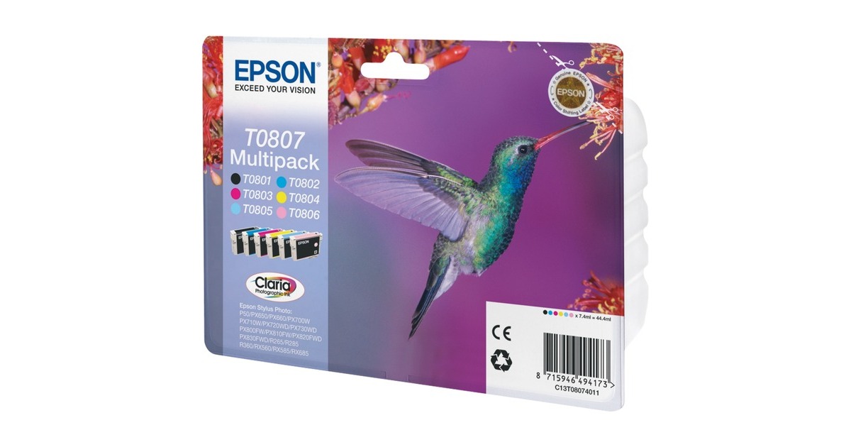 Epson Multipack 6-colours T0807 Claria Photographic Ink, Tinte Retail