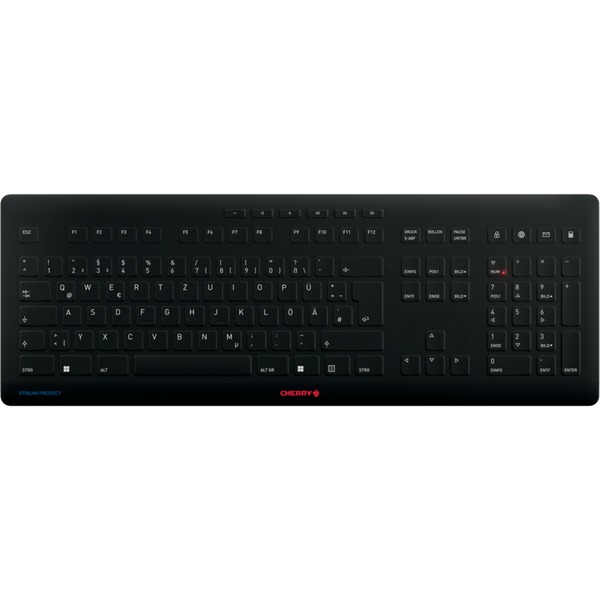 CHERRY STREAM PROTECT KEYBOARD WIRELESS, Tastatur schwarz, DE-Layout ...
