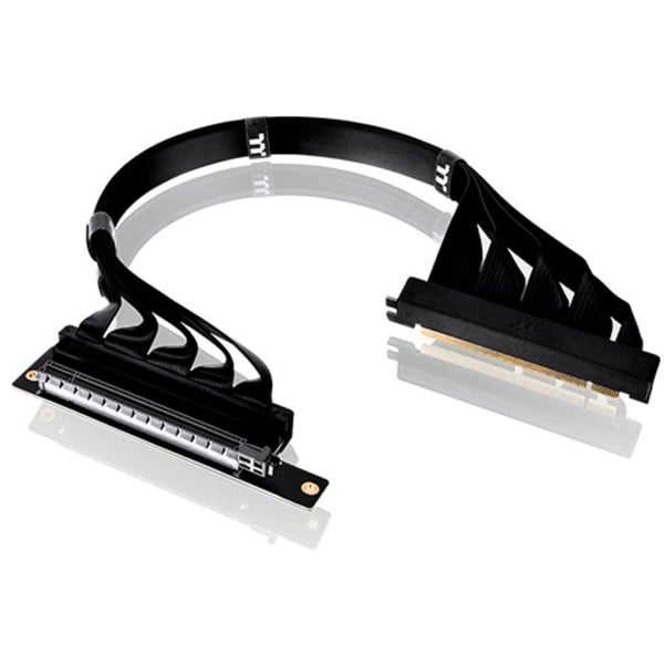 Thermaltake PCI-E 4.0 Dual 90° Riser Cable, Kabel schwarz, 40cm Outlet