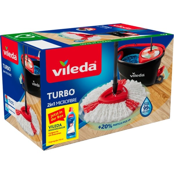 Vileda Wischmop Turbo 2in1 Microfibre Komplett Set, Bodenwischer ...