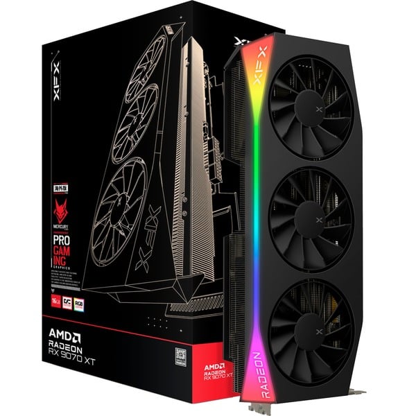 XFX Radeon RX 9070 XT OC Mercury RGB, Grafikkarte schwarz, RDNA4, GDDR6 ...