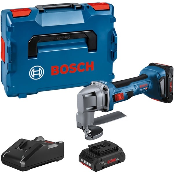 Bosch Professional Akku-Blechschere GSC 18V-16 E Professional, 18Volt blau/schwarz, 2x Akku ...