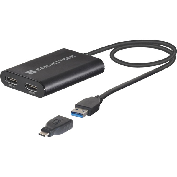 Sonnet USB DisplayLink Adapter, USB-A Stecker > Dual 4K HDMI schwarz ...