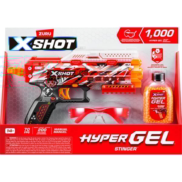 ZURU XSHOT - Hyper Gel Stinger Blaster, Gel-Blaster inkl. 1000 Gel-Kugeln