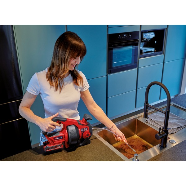 EINHELL Akku-Rohr-Reinigungsgerät TE-DA 18/760 Li-Solo rot/schwarz, ohne Akku und Ladegerät