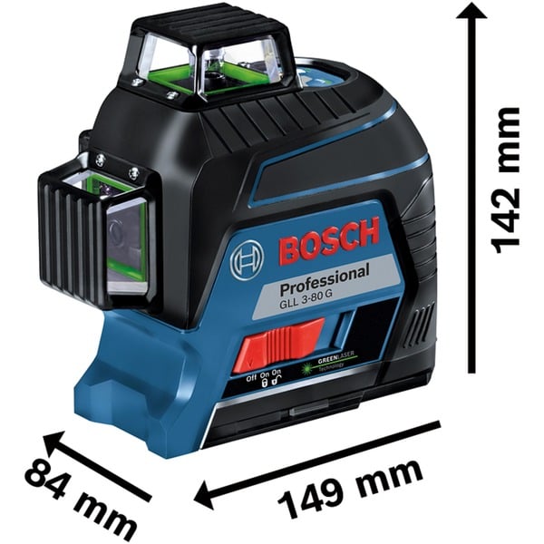 Bosch Professional Linienlaser GLL 3-80 G Professional, Kreuzlinienlaser blau/schwarz, Koffer ...