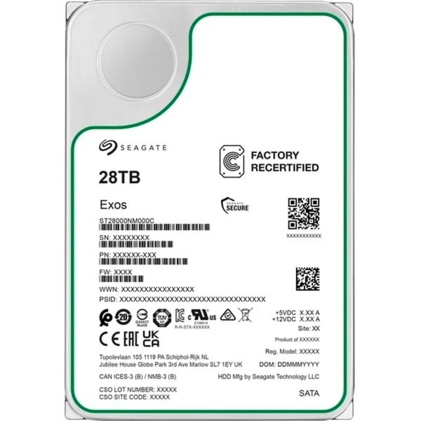 Seagate Exos 28 TB Generalüberholt, Festplatte SATA 6 Gb/s, 3,5"