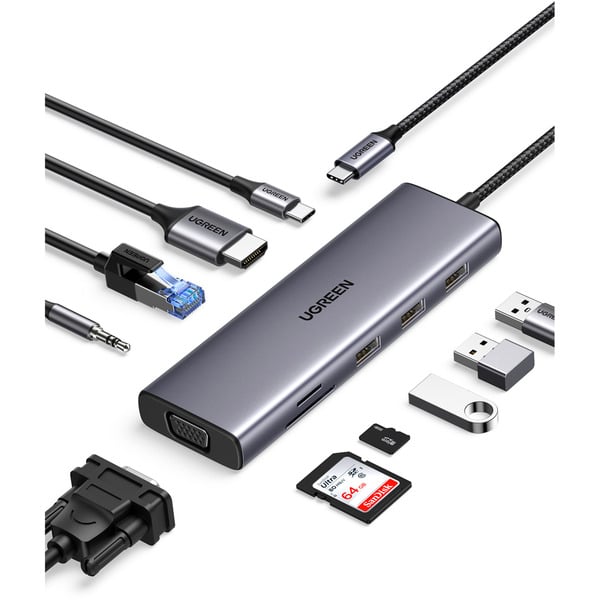 UGREEN CM498 10-in-1 USB-C Hub, Dockingstation silber