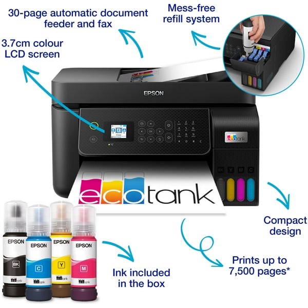 Epson EcoTank ET-4800, Multifunktionsdrucker schwarz, Scan, Kopie, Fax ...