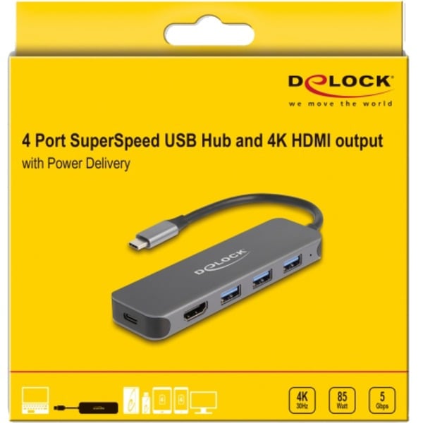 DeLOCK USB-C Dockingstation 4K HDMI USB Hub und PD 3.0
