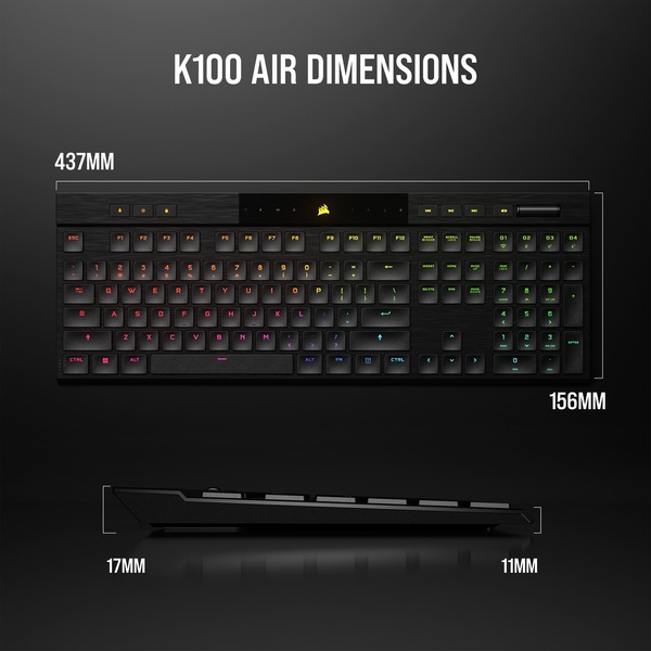 Corsair K100 AIR WIRELESS, Gaming-Tastatur schwarz, DE-Layout, Cherry ...